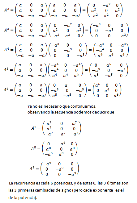 POTENCIAS DE MATRICES: EJEMPLOS Y EJERCICIOS RESUELTOS: BACHILLER